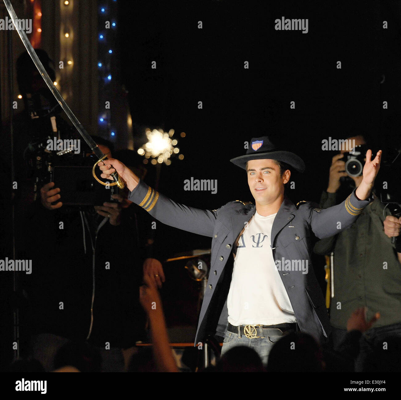 Zac Efron dressed in a confederate soldier uniform while filming a ...