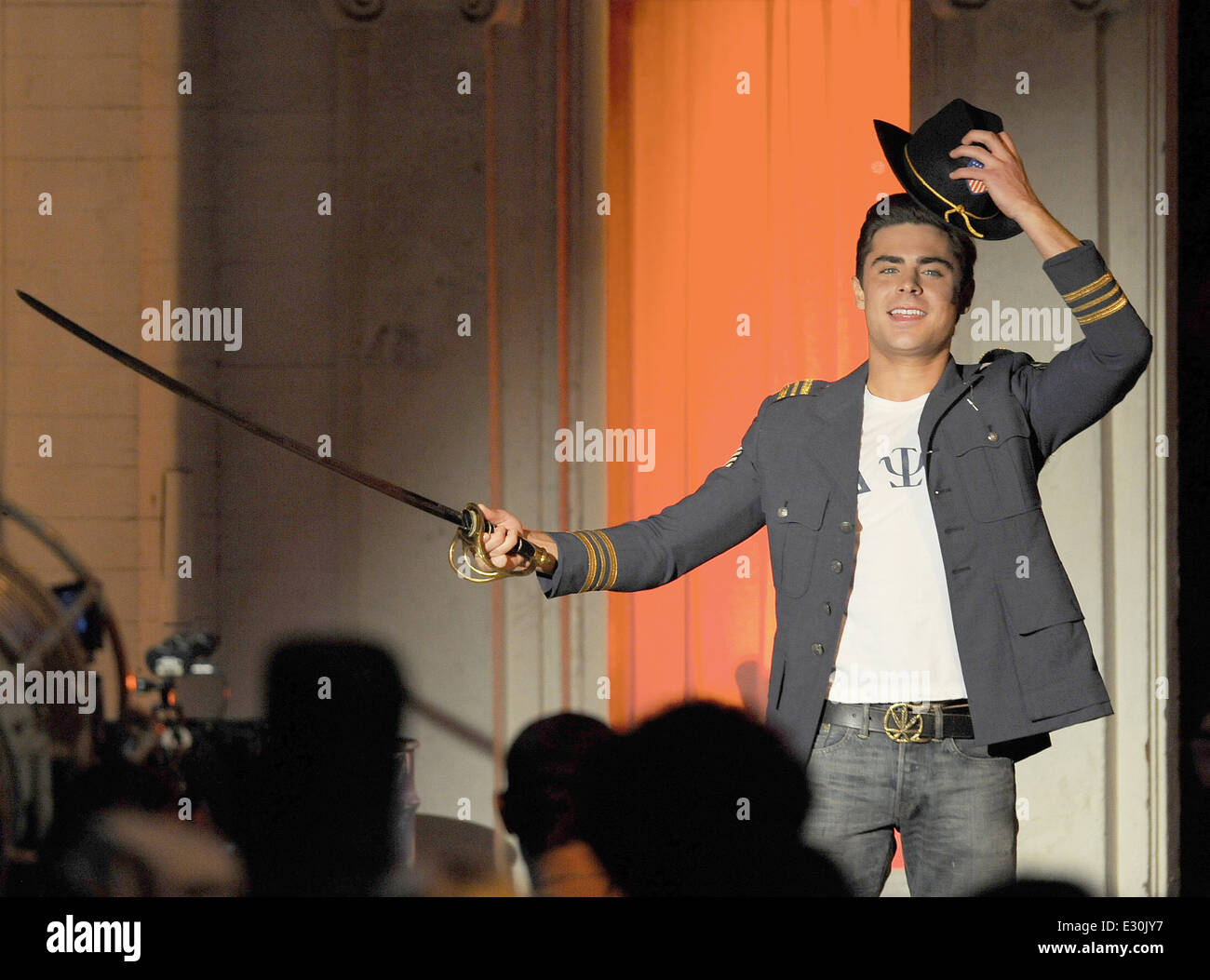 Zac Efron dressed in a confederate soldier uniform while filming a ...