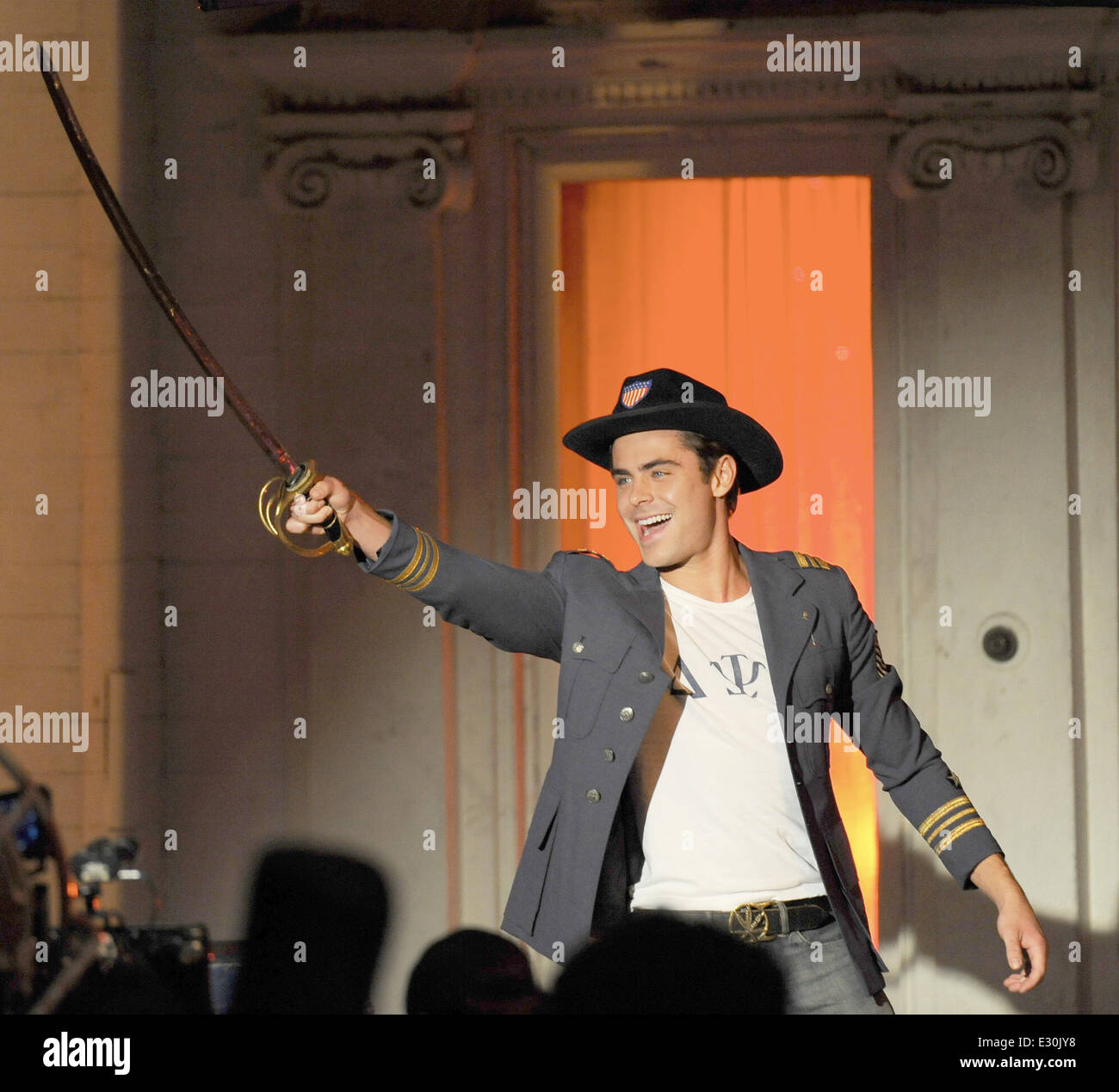 Zac Efron dressed in a confederate soldier uniform while filming a ...