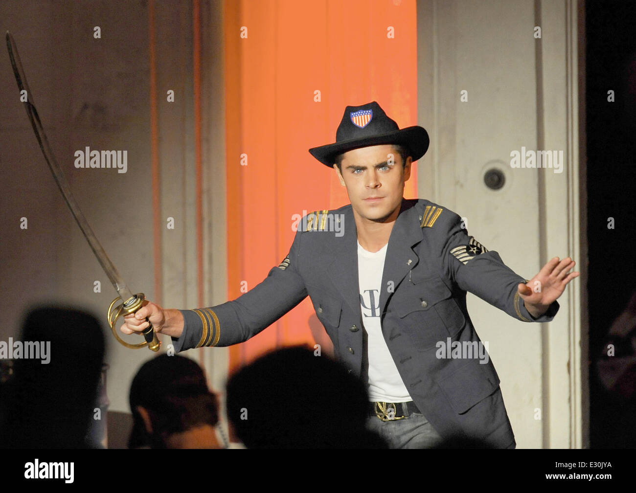 Zac Efron dressed in a confederate soldier uniform while filming a ...