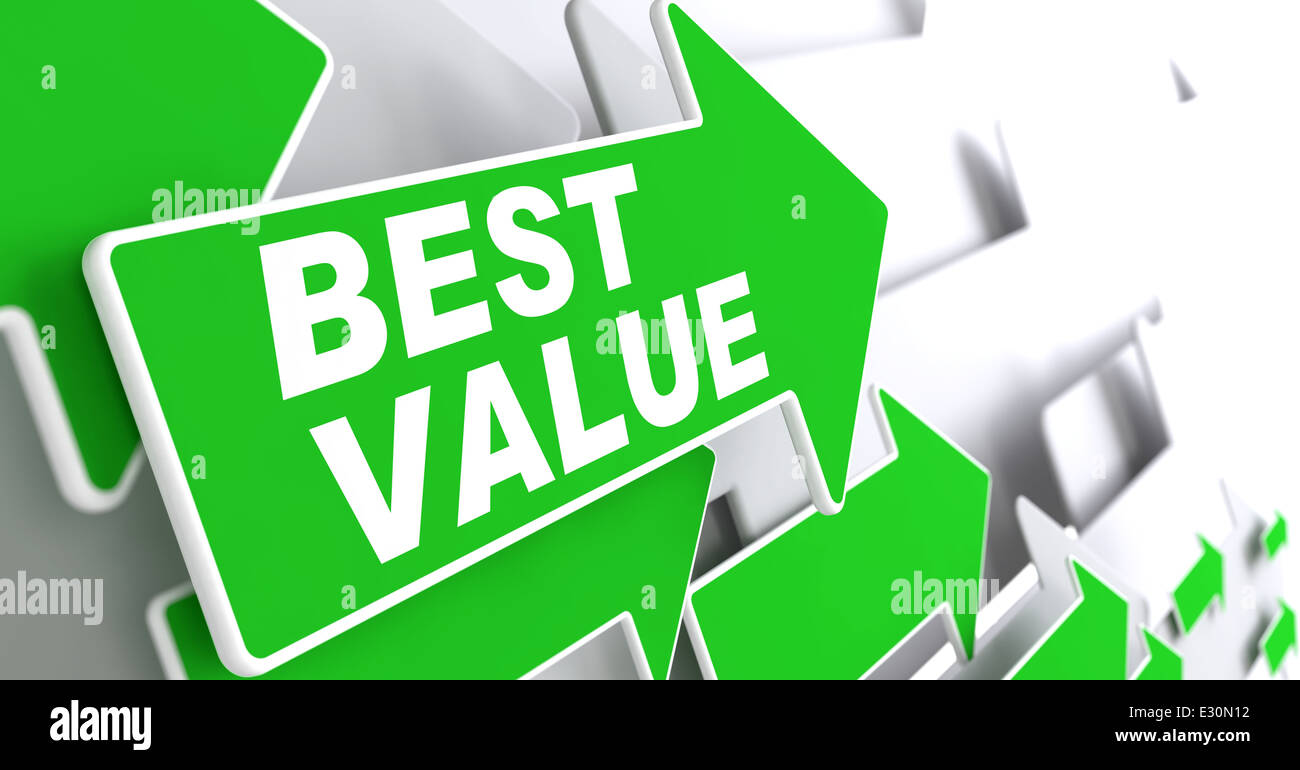 Best Value on Green Direction Arrow Sign Stock Photo - Alamy