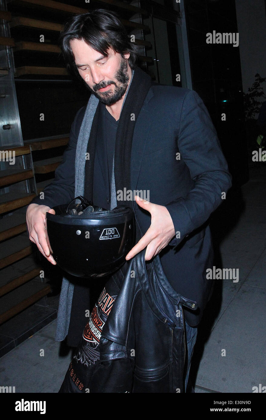 Keanu Reeves leaves Spago restaurant in Beverly Hills Featuring: Keanu ...