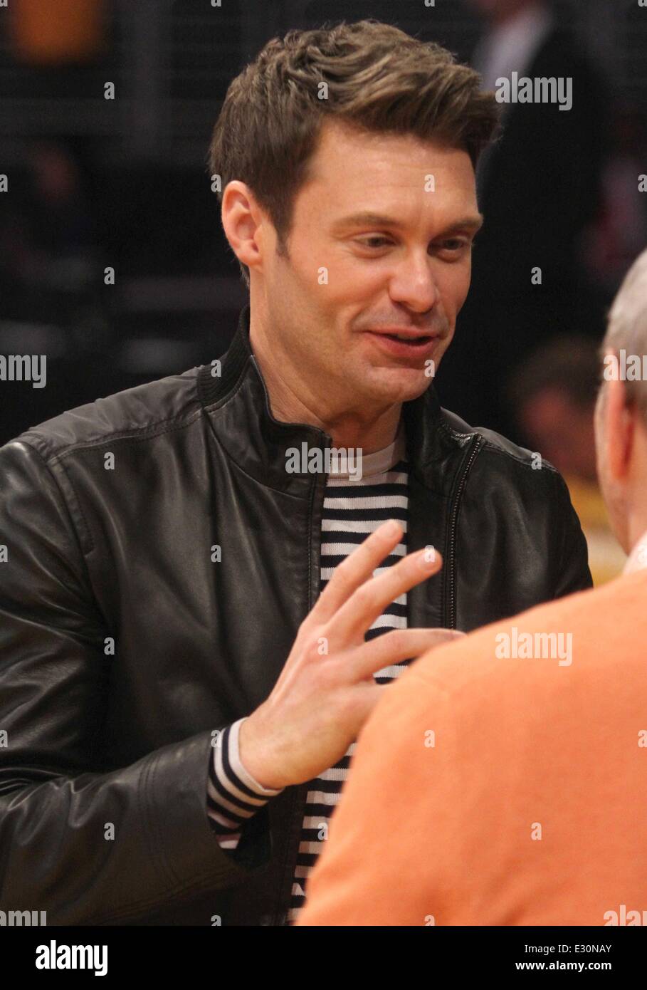 Celebrities watch the LA Lakers playoff game at the Staples Center ...