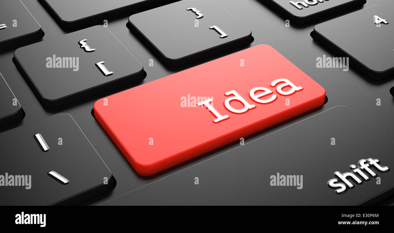 Idea on Red Keyboard Button Stock Photo - Alamy
