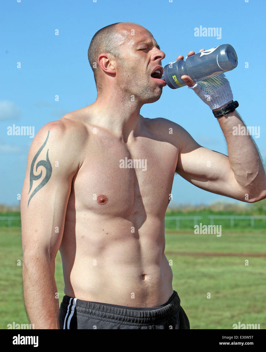 Former Olympic Decathlon medallist Dean Macey keeps in shape during a ...