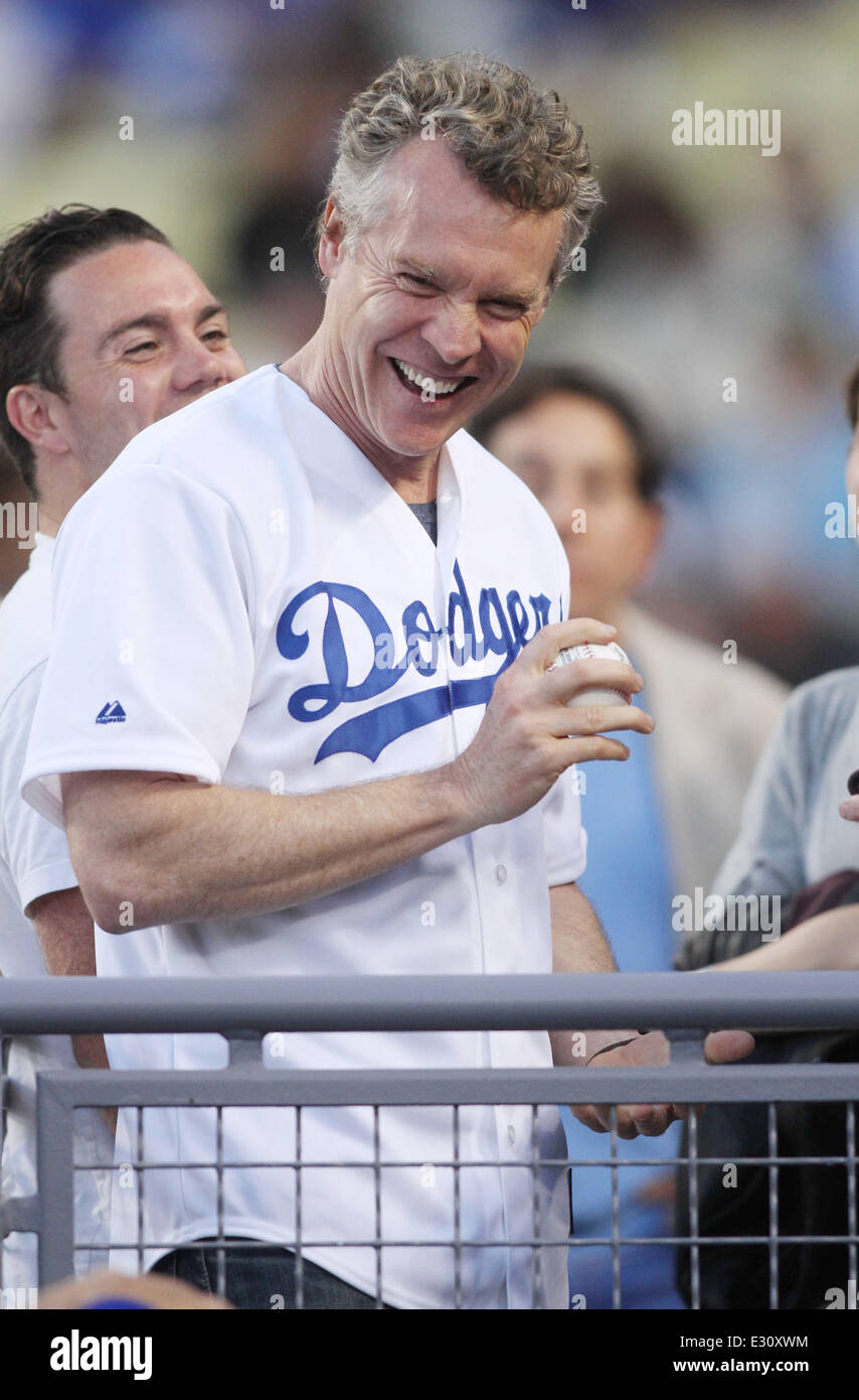 Tate Donovan throws the first pitch at the Los Angeles Dodgers vs ...