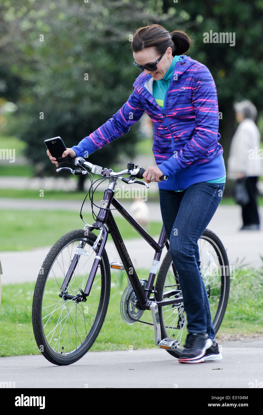 Olympic champion Victoria Pendleton CBE seen riding her bike whilst ... Olympic champion Victoria Pendleton CBE seen riding her bike whilst ...