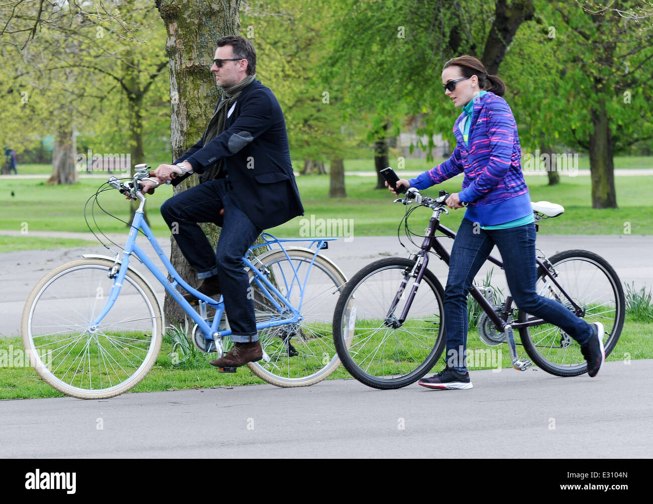 Olympic champion Victoria Pendleton CBE seen riding her bike whilst ...