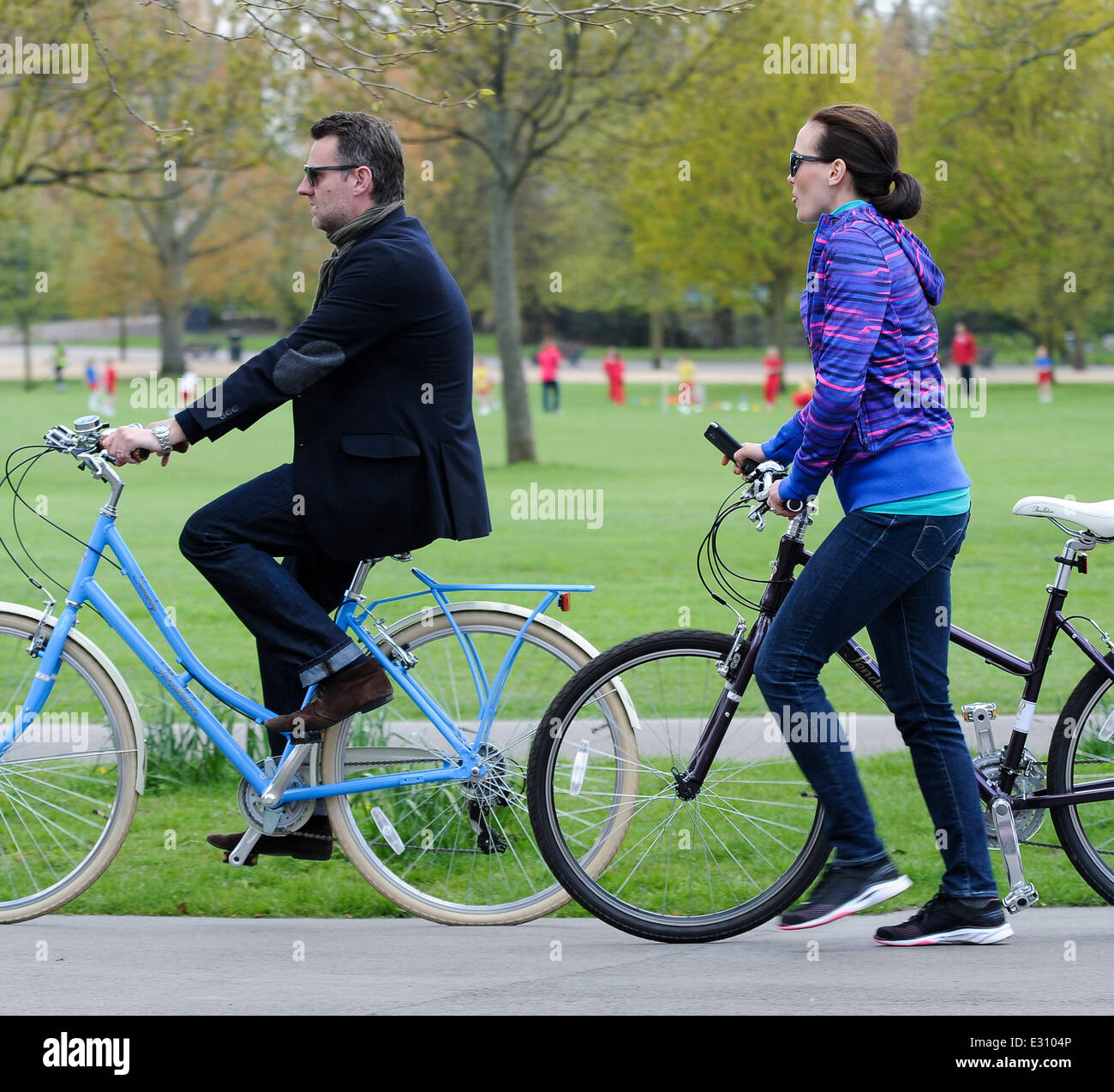Olympic champion Victoria Pendleton CBE seen riding her bike whilst ...