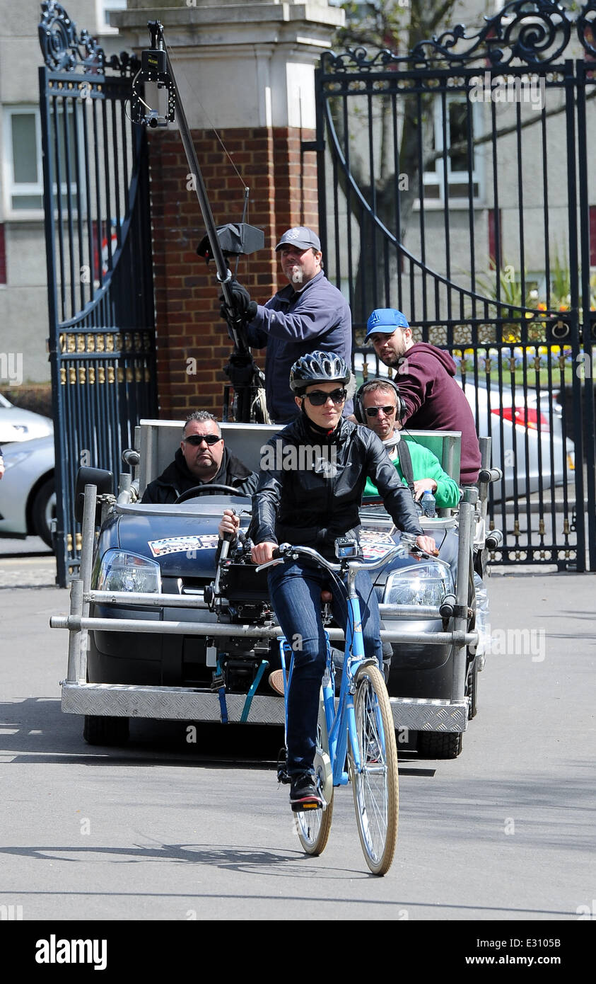 Olympic champion Victoria Pendleton CBE seen riding her bike whilst ...