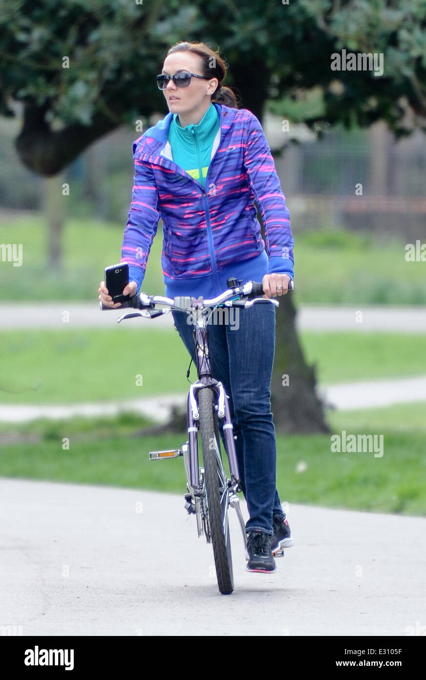 Olympic champion Victoria Pendleton CBE seen riding her bike whilst ...