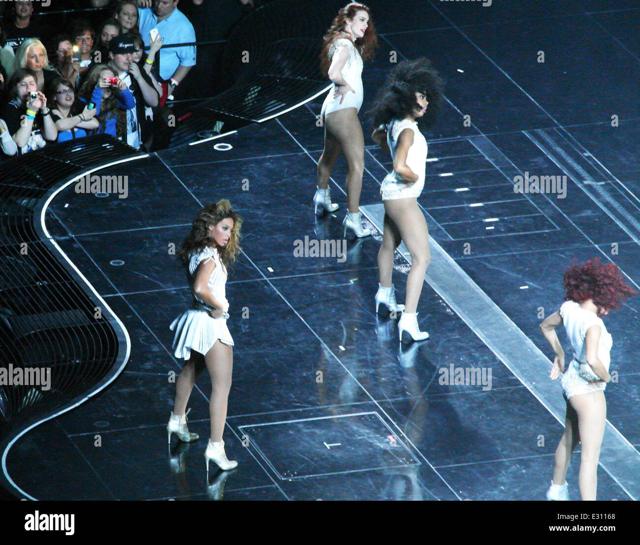 Beyonce performs at London's 02 with her Mrs Carter show World Tour Featuring: Beyonce,Beyonce ...