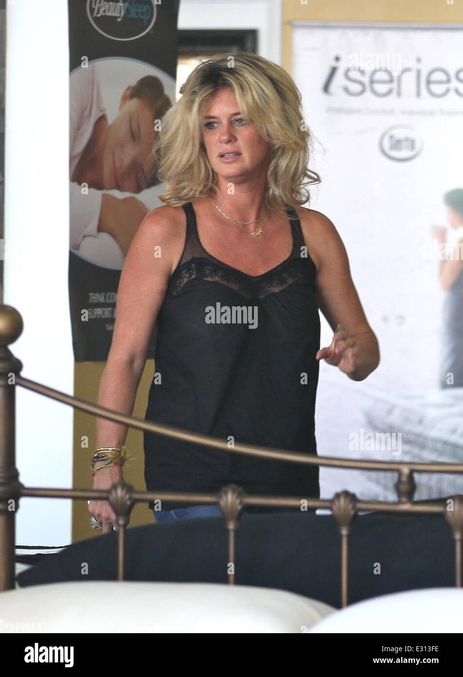 Rachel Hunter shops for a new bed in West Hollywood Featuring: Rachel ...