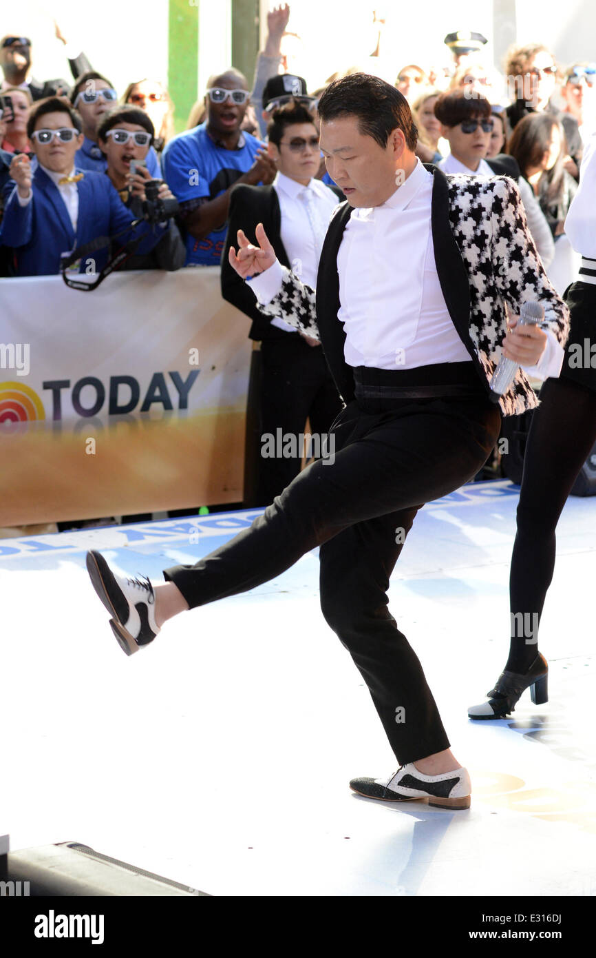 South Korean rapper PSY performing live at Rockefeller Center as part ...