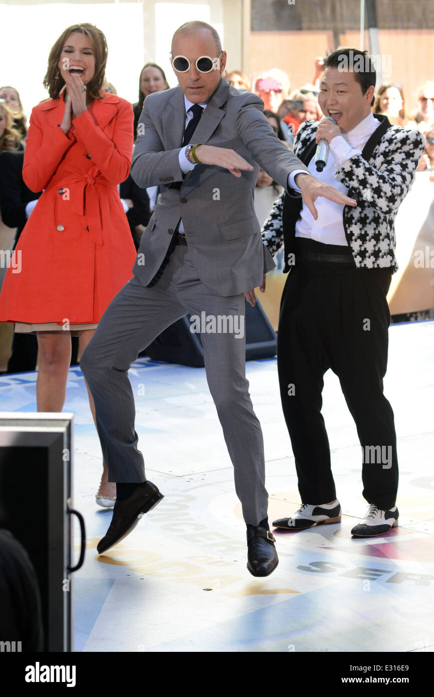 South Korean rapper PSY performing live at Rockefeller Center as part ...