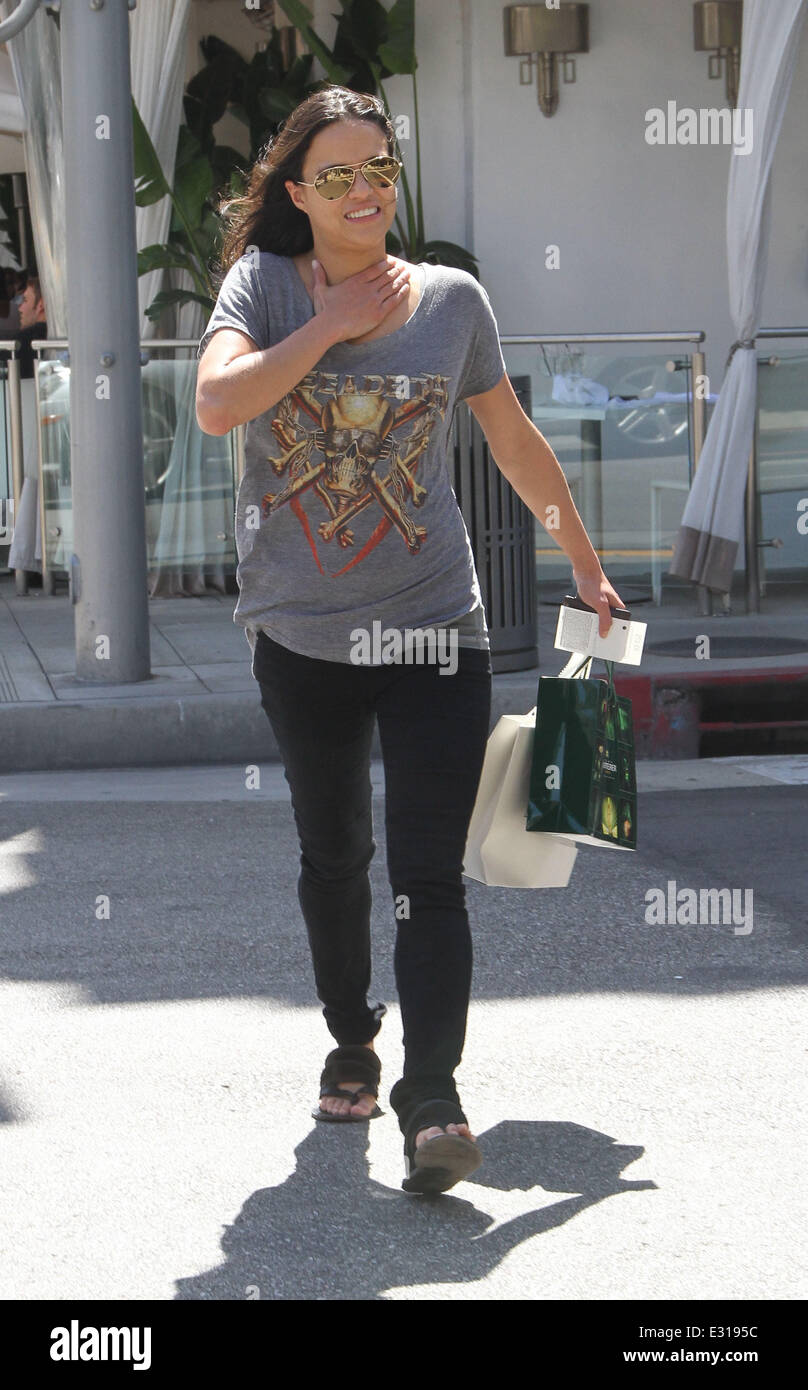 Michelle Rodriguez shopping in Beverly Hills Featuring: Michelle ...
