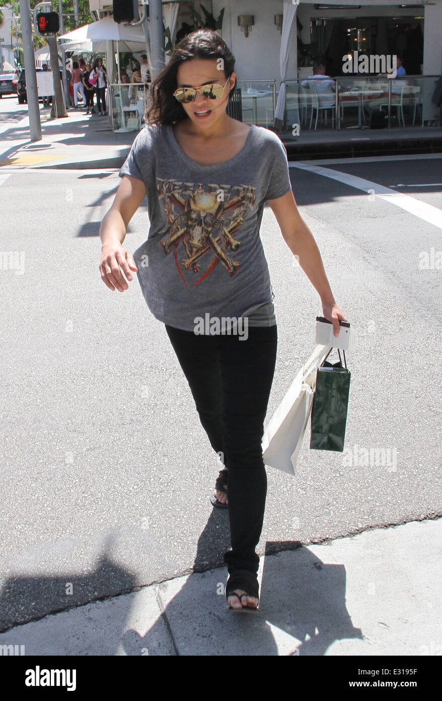 Michelle Rodriguez shopping in Beverly Hills Featuring: Michelle ...