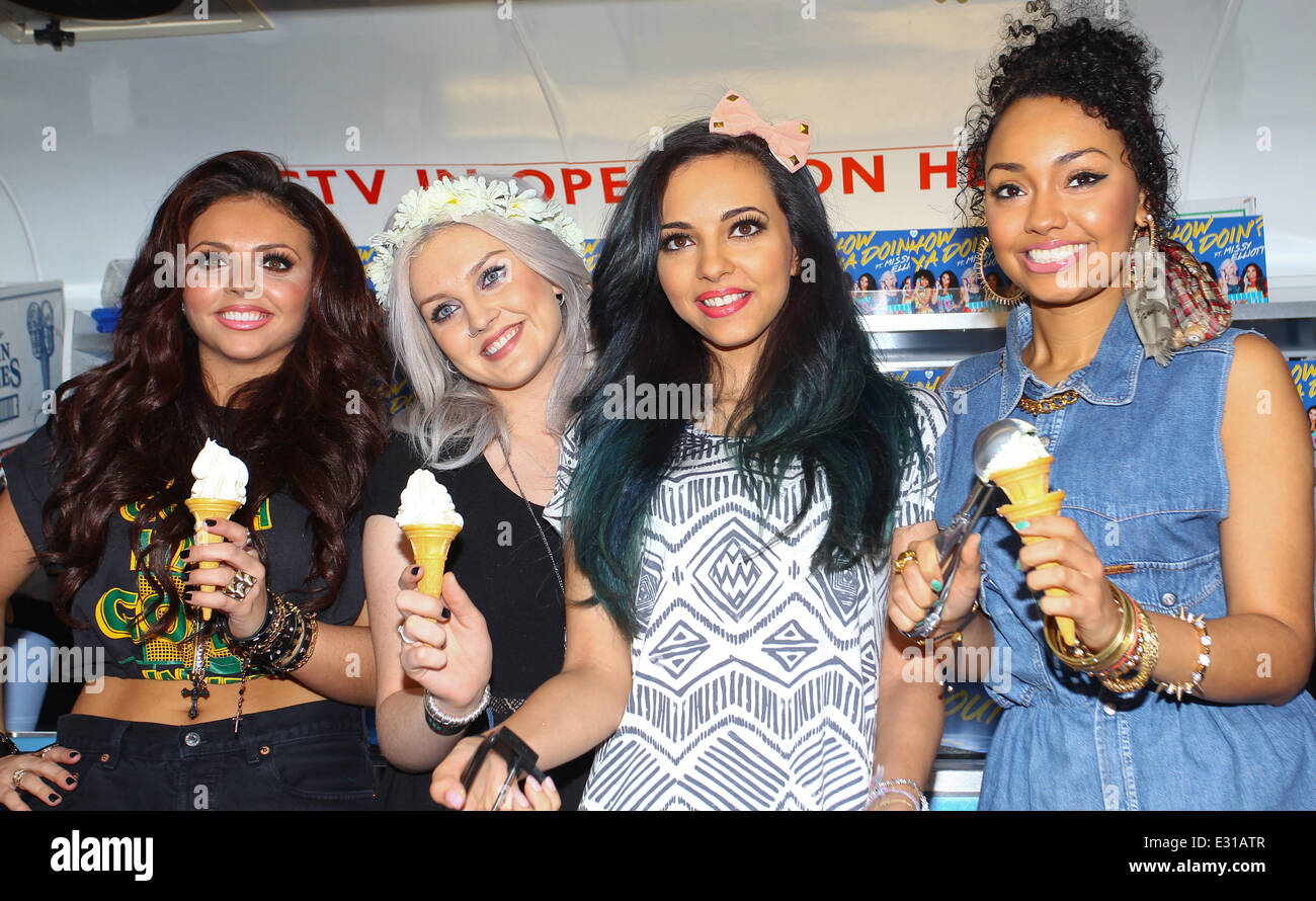 Little Mix serve ice cream in Soho Square to promote their new single ...