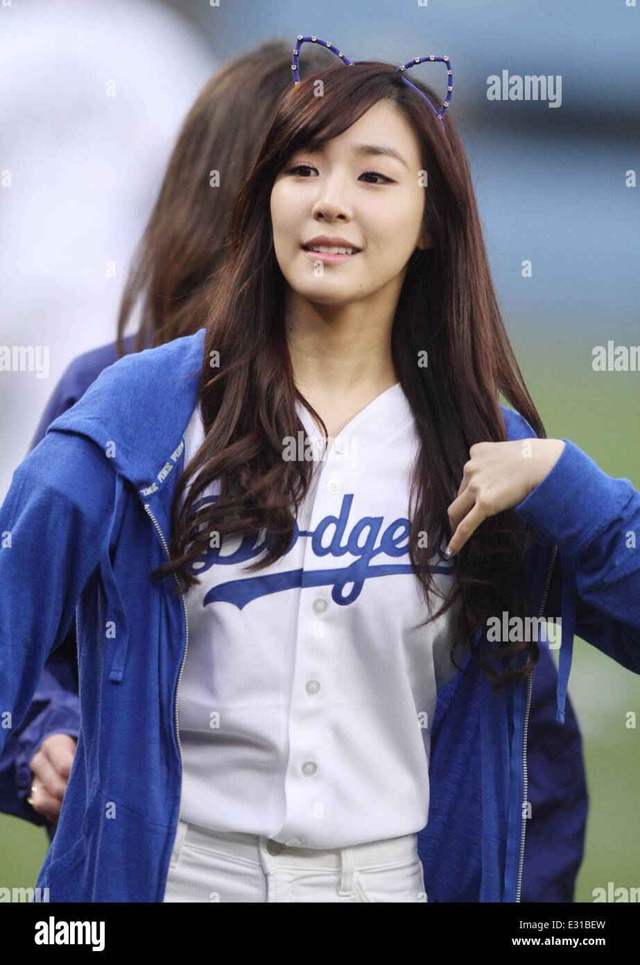 Tiffany Hwang throws out the first pitch before the Arizona ...