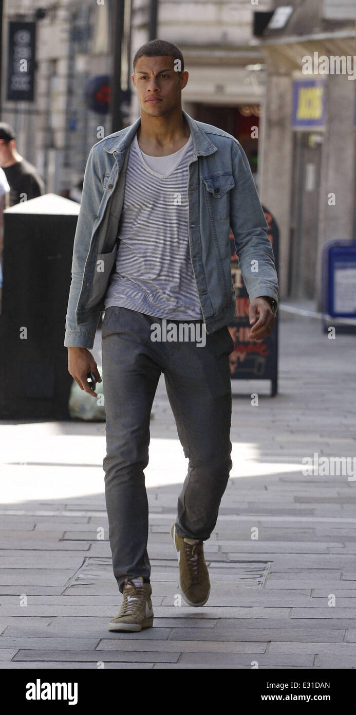 Cardiff City F.C. footballers out and about in Cardiff Featuring: Rudy ...