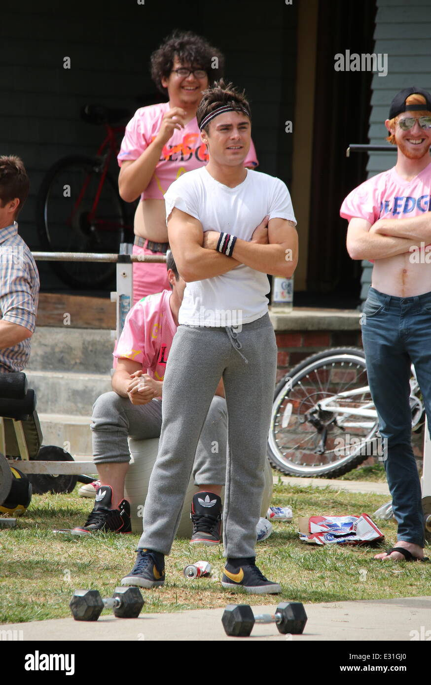 Actors on the set of 'Townies' Featuring: Zac Efron Where: Los Angeles ...
