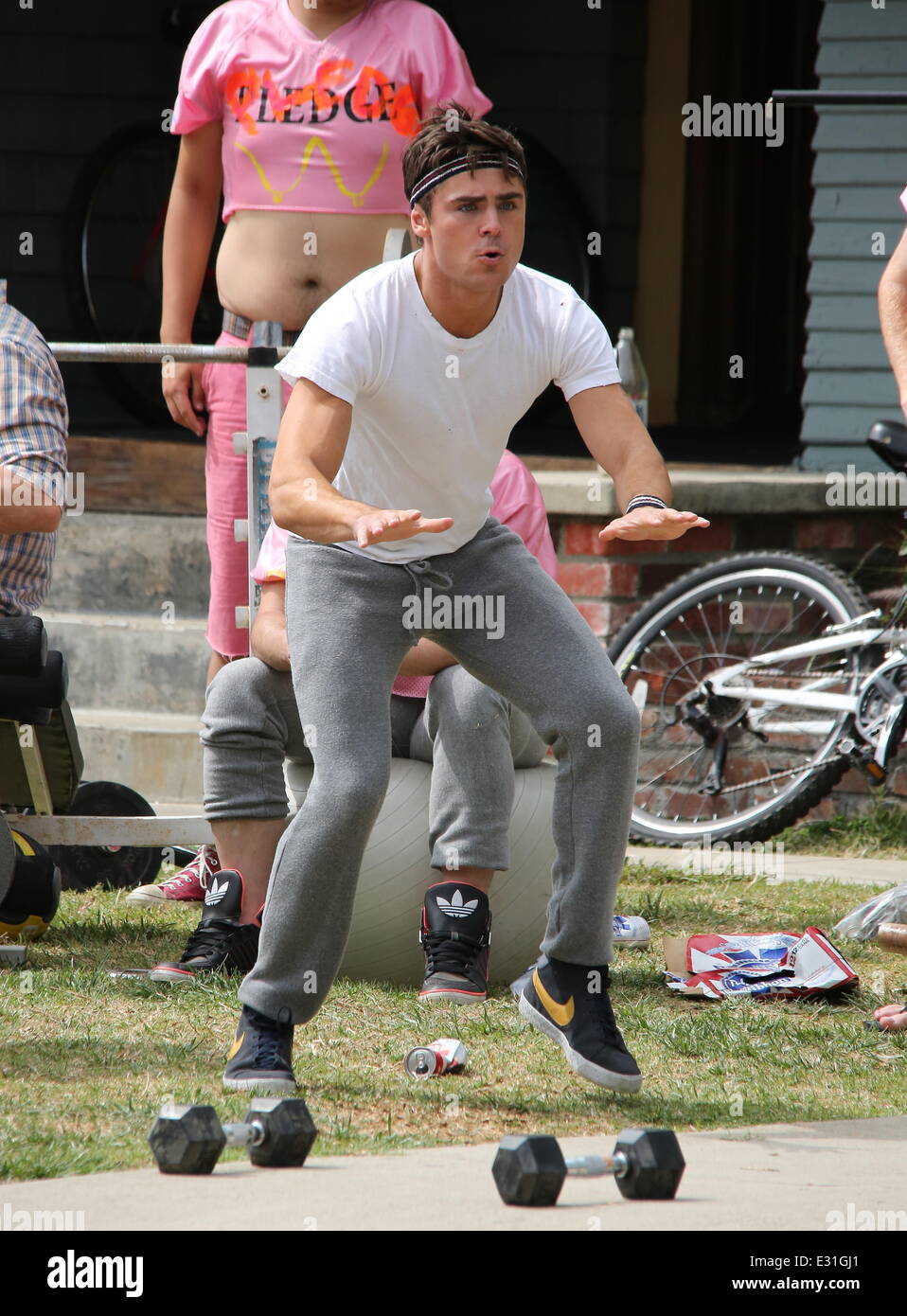 Actors on the set of 'Townies' Featuring: Zac Efron Where: Los Angeles ...