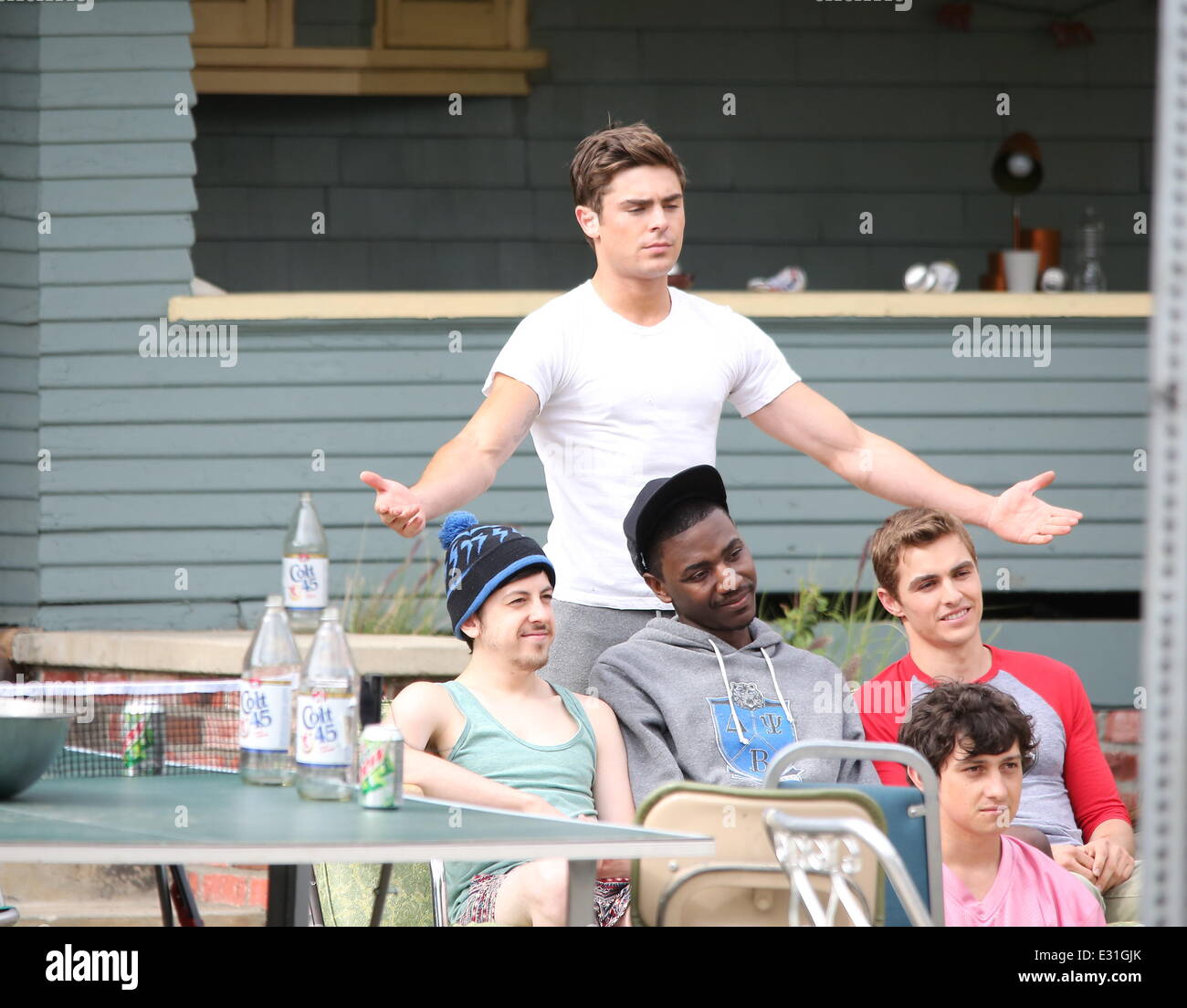 Actors on the set of 'Townies' Featuring: Christopher Mintz-Plasse,Zac ...