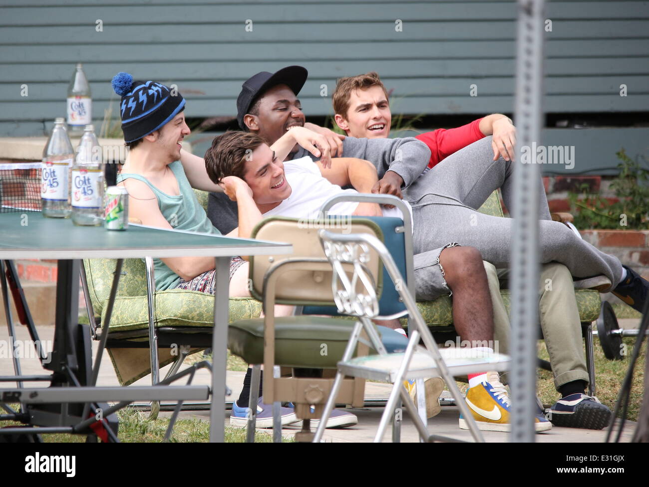Actors on the set of 'Townies' Featuring: Christopher Mintz-Plasse,Zac ...