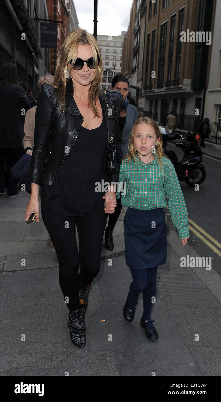 Kate Moss and her daughter Lila Grace Moss attend an exhibition of ...
