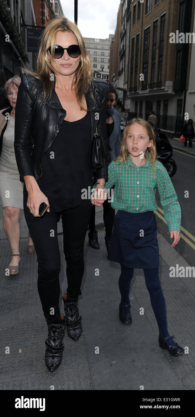 Kate Moss and her daughter Lila Grace Moss attend an exhibition of ...