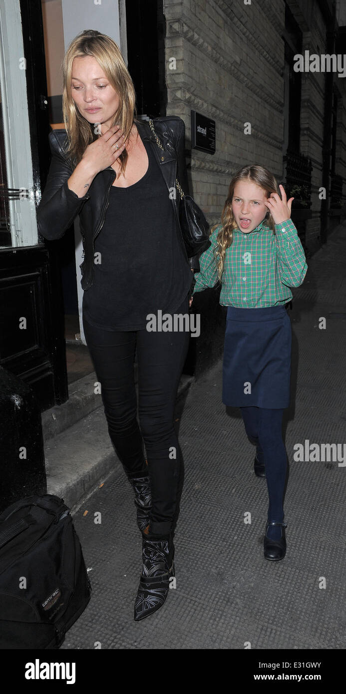 Kate Moss and her daughter Lila Grace Moss attend an exhibition of ...