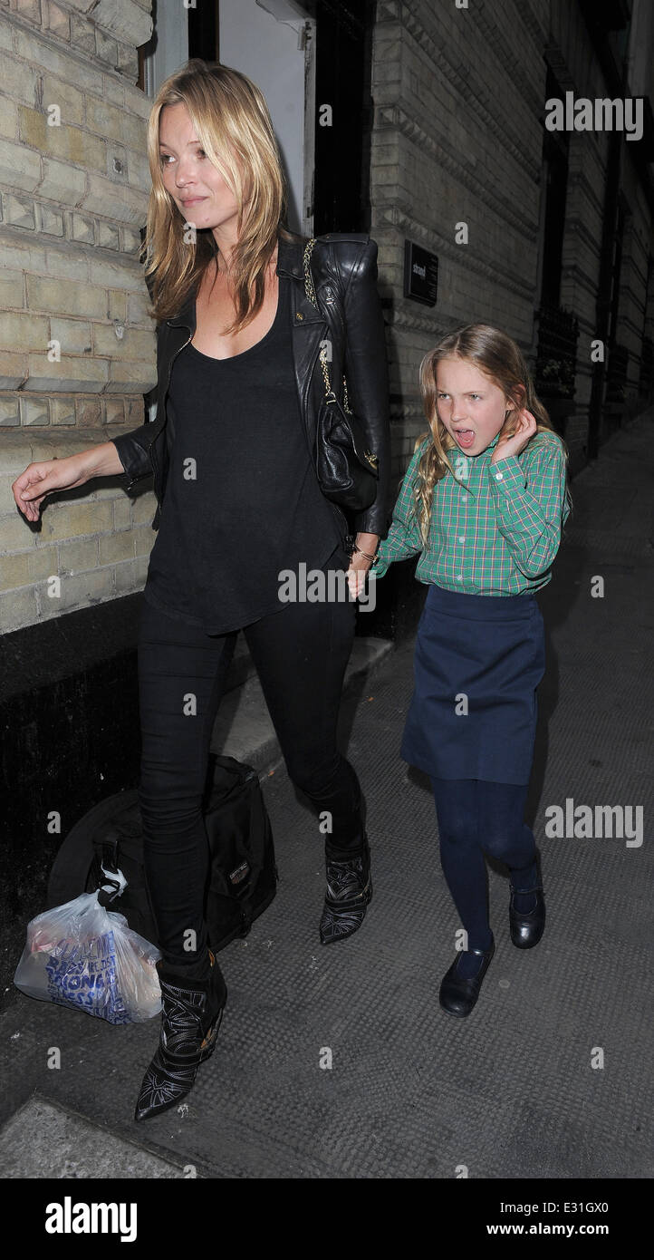 Kate Moss and her daughter Lila Grace Moss attend an exhibition of ...