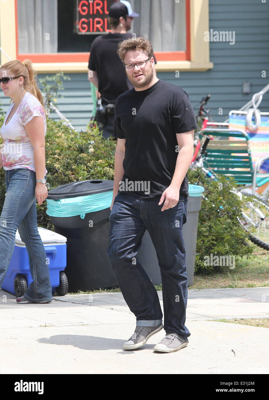 Actors on the set of 'Townies' Featuring: Seth Rogen Where: Los Angeles ...