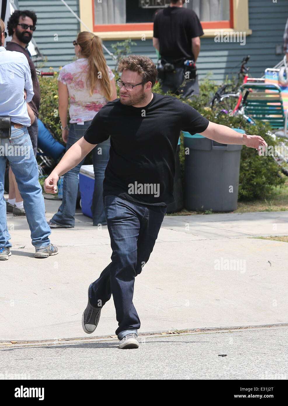 Actors on the set of 'Townies' Featuring: Seth Rogen Where: Los Angeles ...