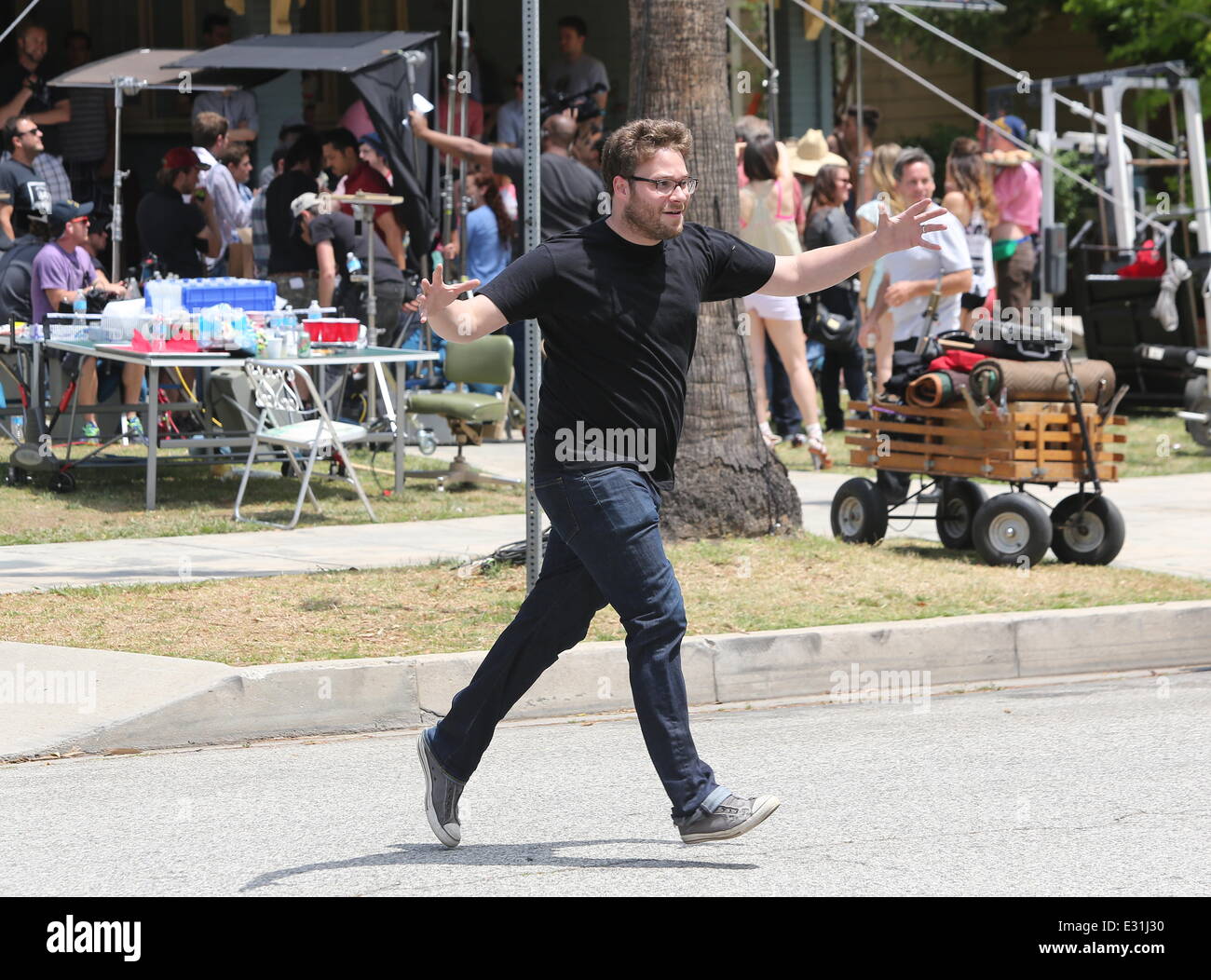 Actors on the set of 'Townies' Featuring: Seth Rogen Where: Los Angeles ...