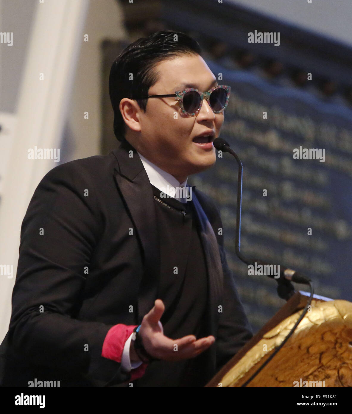 Singer PSY at his 'Conversation With PSY' hosted by Harvard's Korea ... Singer PSY at his 'Conversation With PSY' hosted by Harvard's Korea ...