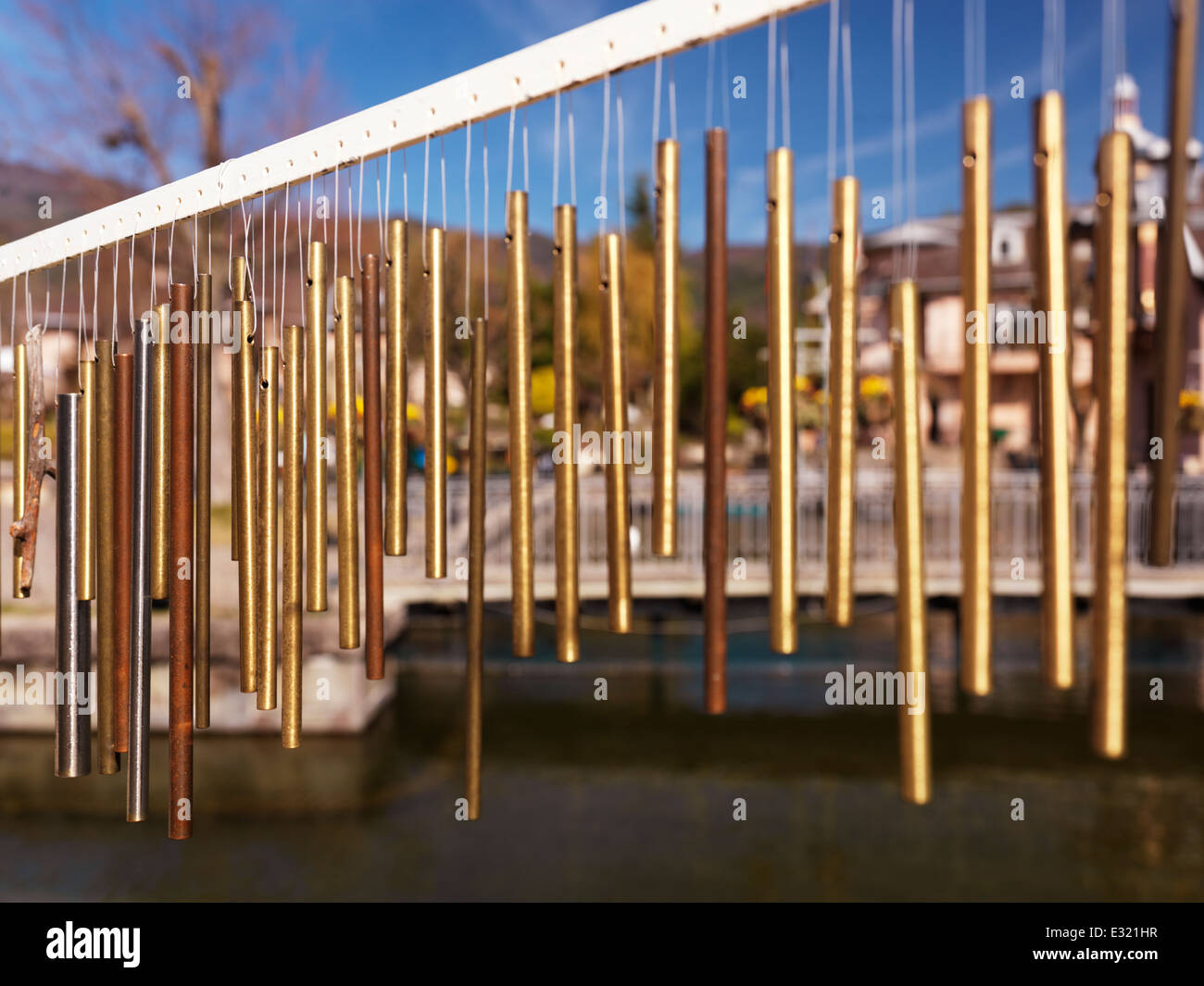 Set of bar chimes outdoors Stock Photo - Alamy