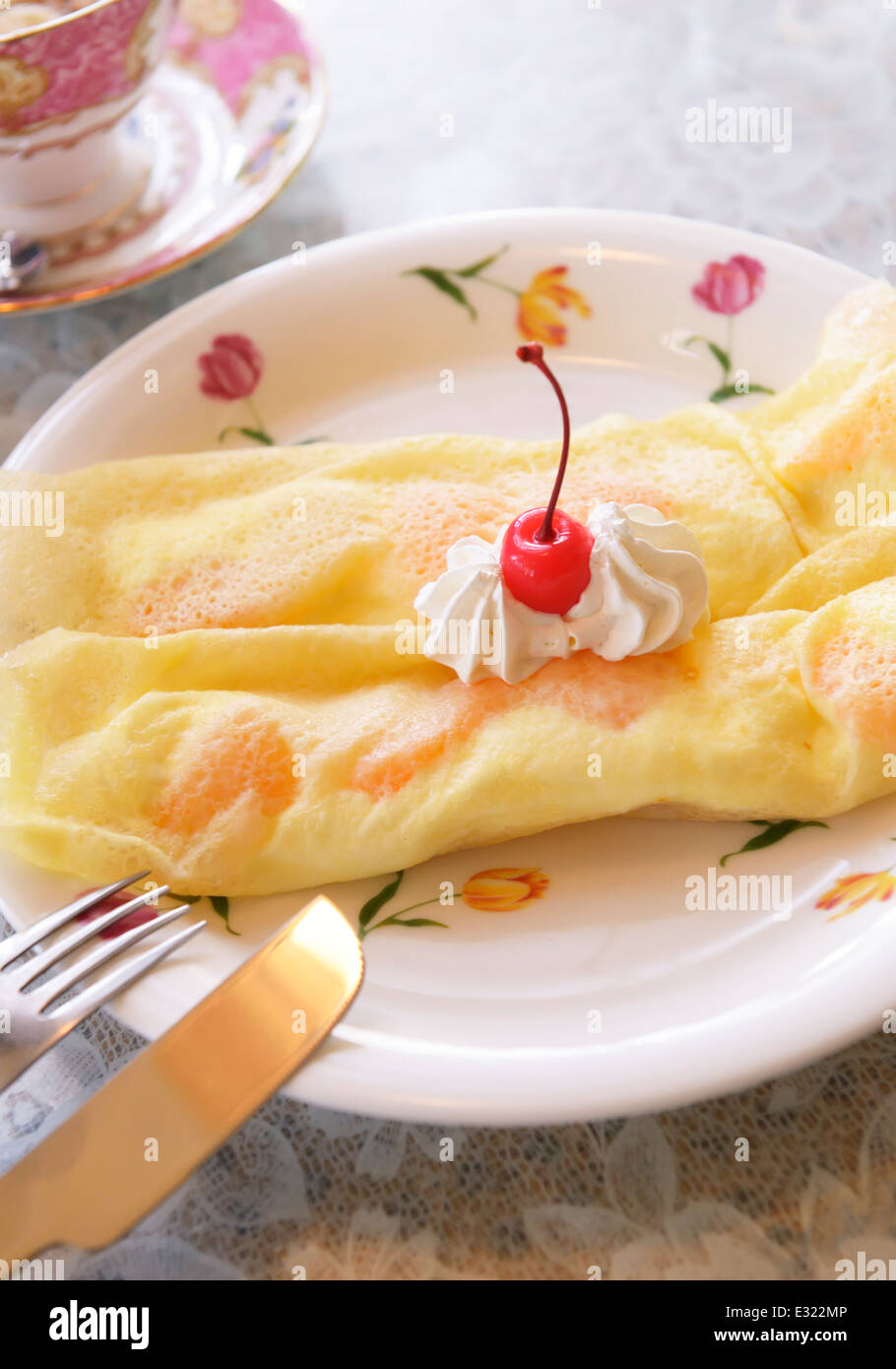 Crepes on a plate at a cafe Stock Photo - Alamy