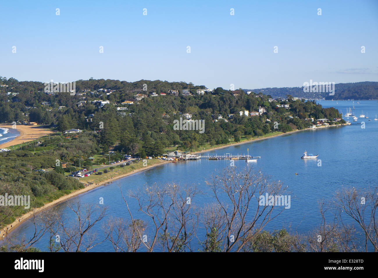 looking down on pittwater. palm beach from barrenjoey headland at palm ...