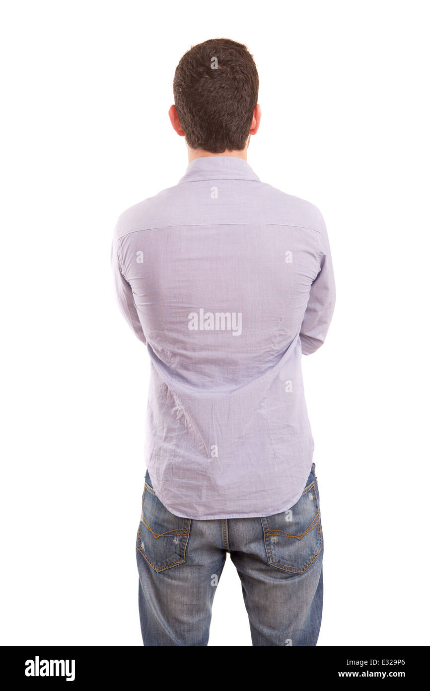 Young man with back turned to camera Stock Photo - Alamy