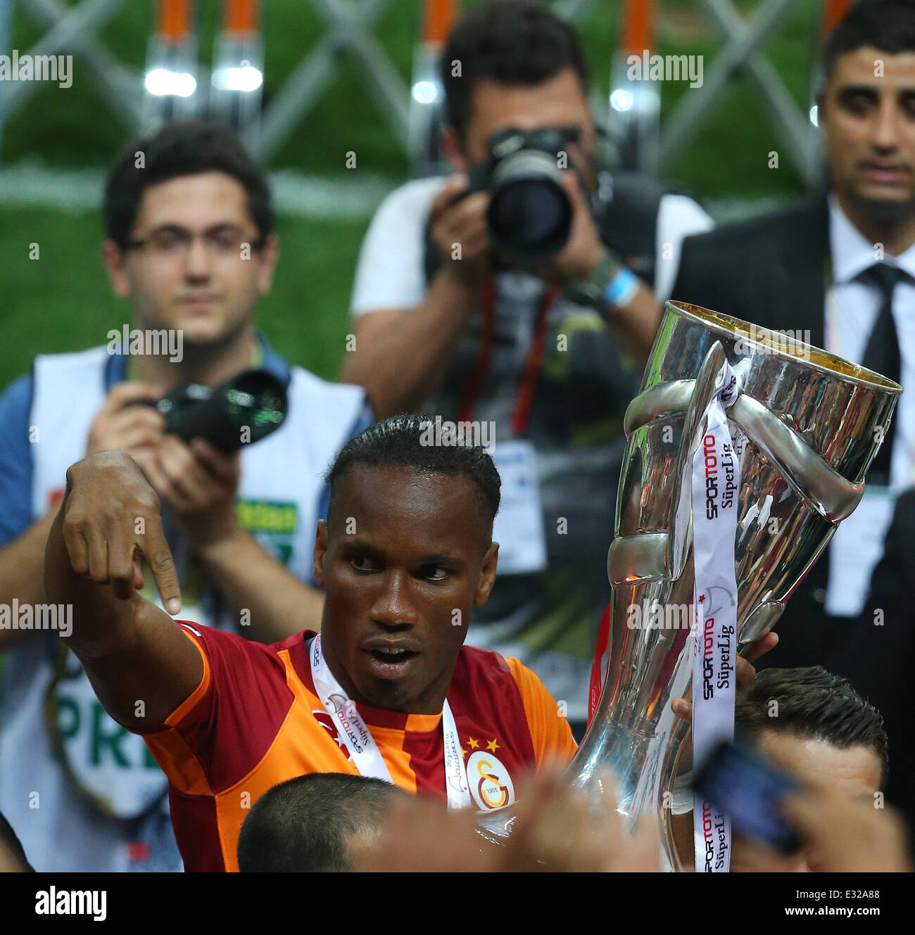 Galatasaray Players with the Championship Trophy, celebrate winning ...