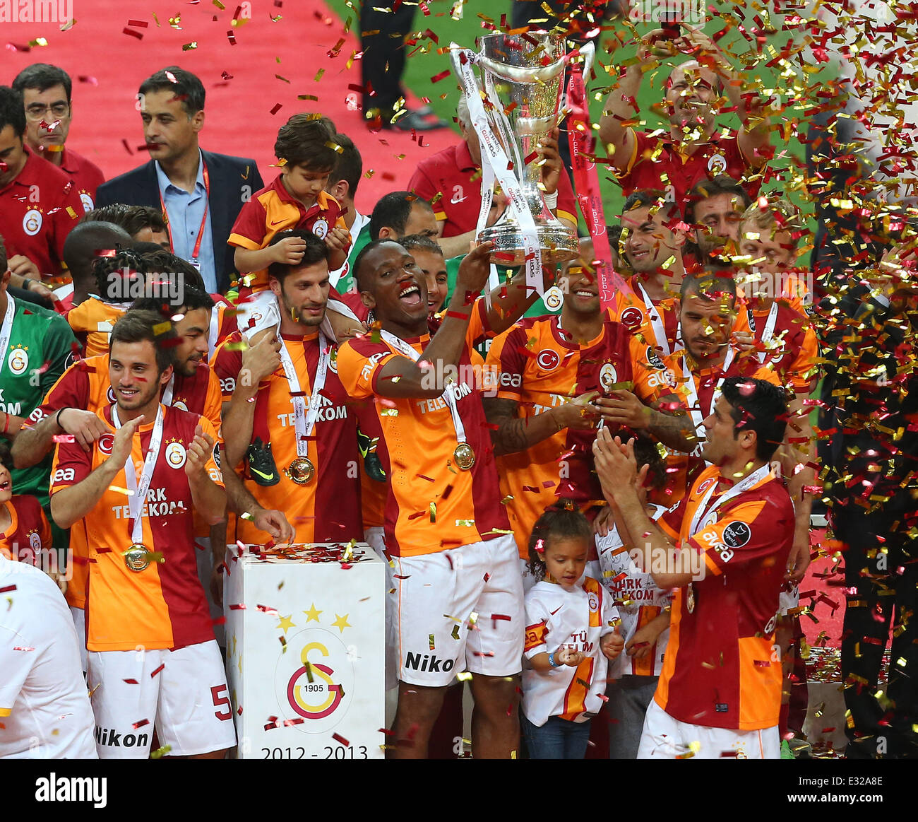 Galatasaray Players with the Championship Trophy, celebrate winning ...
