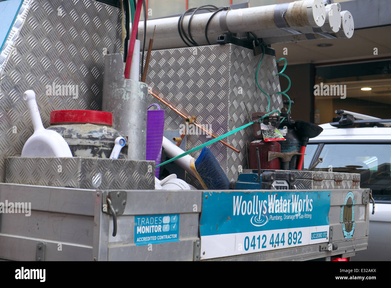rear view of a plumbers utility ute vehicle in sydney,australia Stock ...