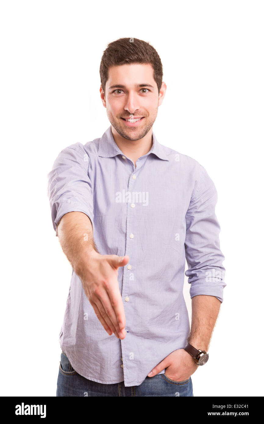 Young business man offering handshake Stock Photo - Alamy