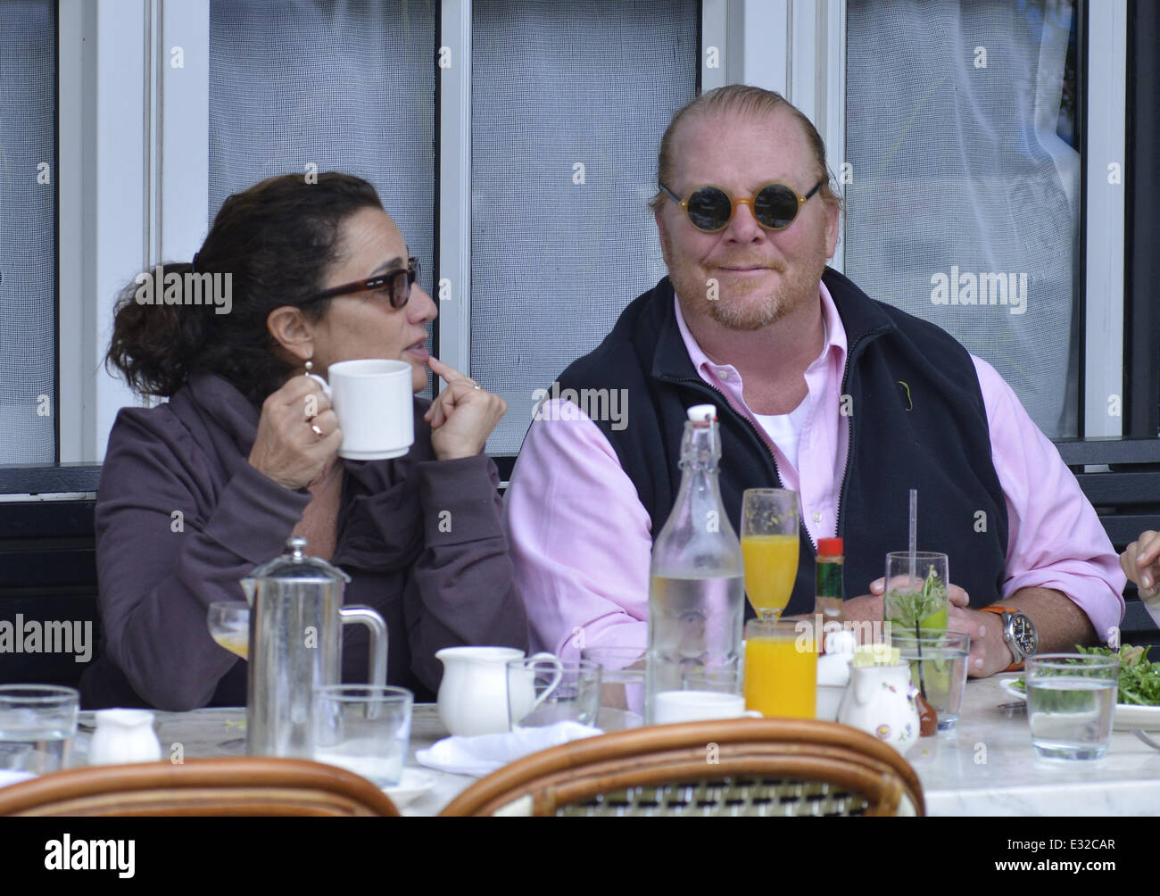 Chef Mario Batali out to brunch with his wife at The Standard Grill in ...