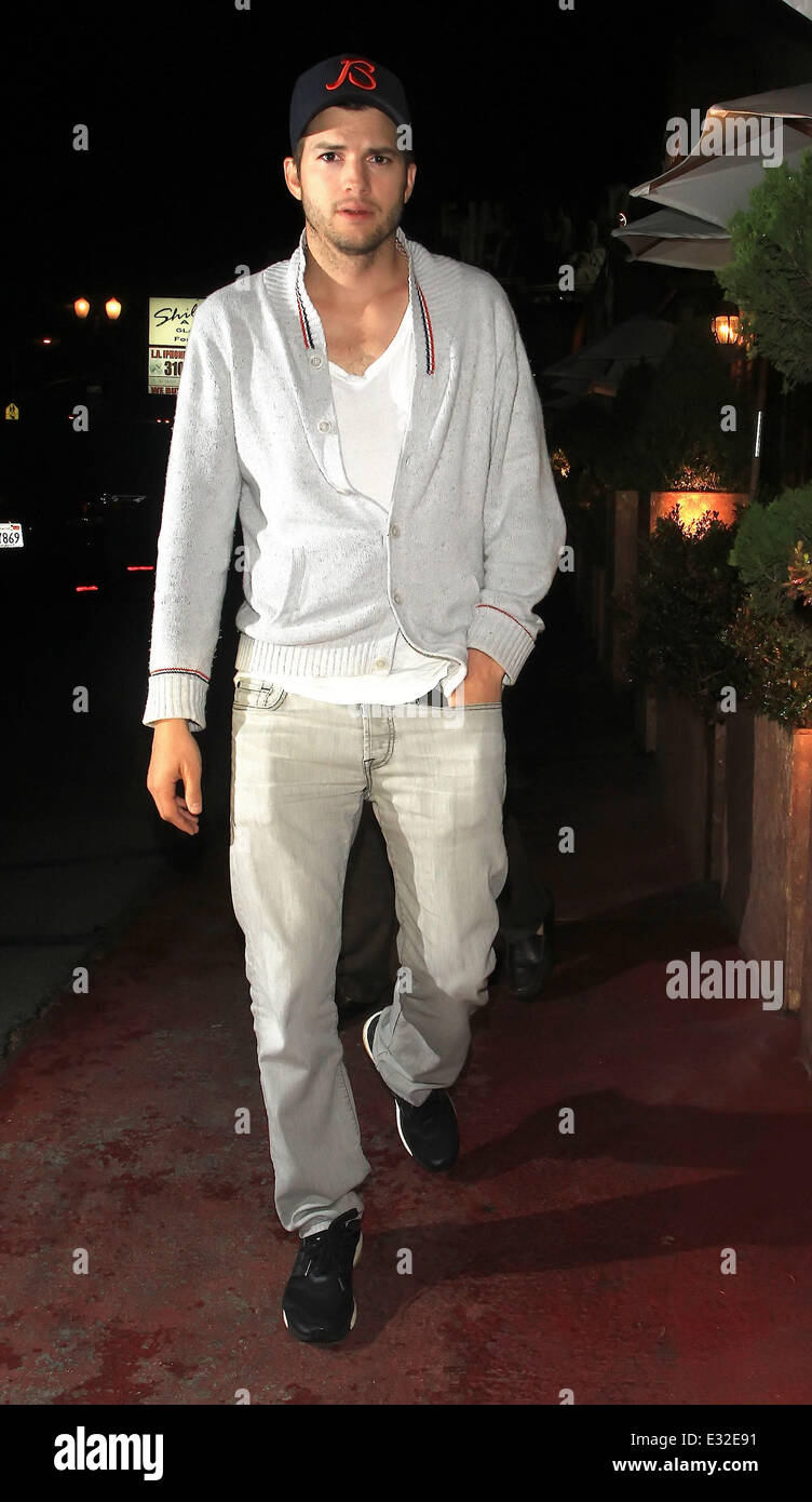 Ashton Kutcher leaving Shilohs restaurant with Yehuda Berg who is the ...