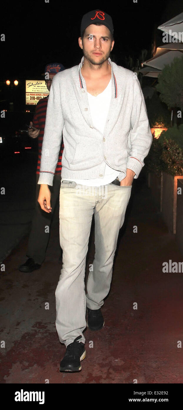 Ashton Kutcher leaving Shilohs restaurant with Yehuda Berg who is the ...