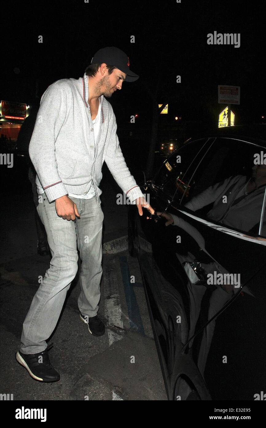 Ashton Kutcher leaving Shilohs restaurant with Yehuda Berg who is the ...