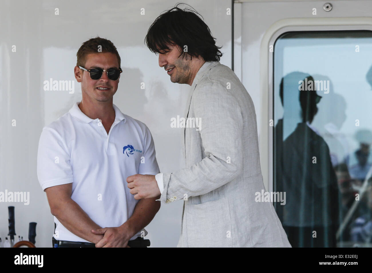 Keanu Reeves seen onboard a luxury yacht during the 66th Cannes Film ...