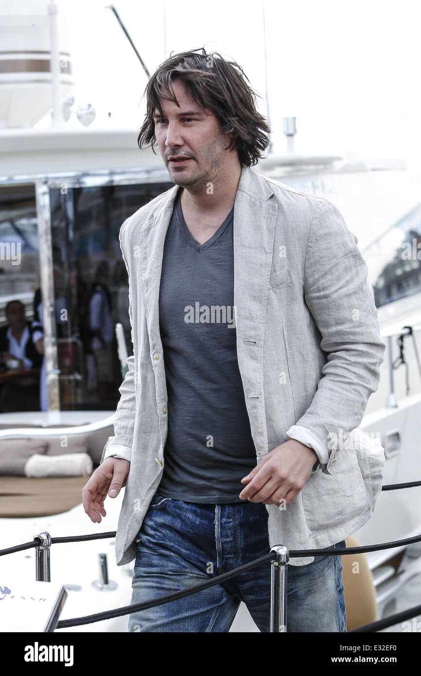 Keanu Reeves seen onboard a luxury yacht during the 66th Cannes Film ...